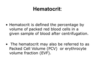 Determination of Haematocrit in diagnostic hematology | PPT