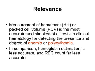Determination of Haematocrit in diagnostic hematology | PPT