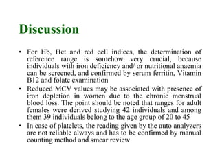 Haematological reference ranges for adults in eastern india | PPT