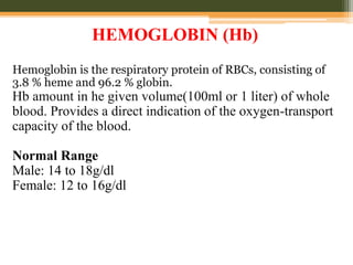 Haematological tests (Common Blood Tests) and significance | PPTX