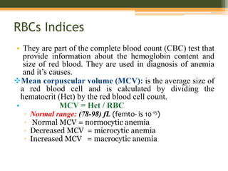 Haematological tests (Common Blood Tests) and significance | PPTX