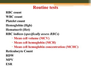 Haematological tests (Common Blood Tests) and significance | PPTX ...