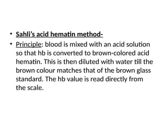 Haemoglobin Estimation pathology practical | PPTX