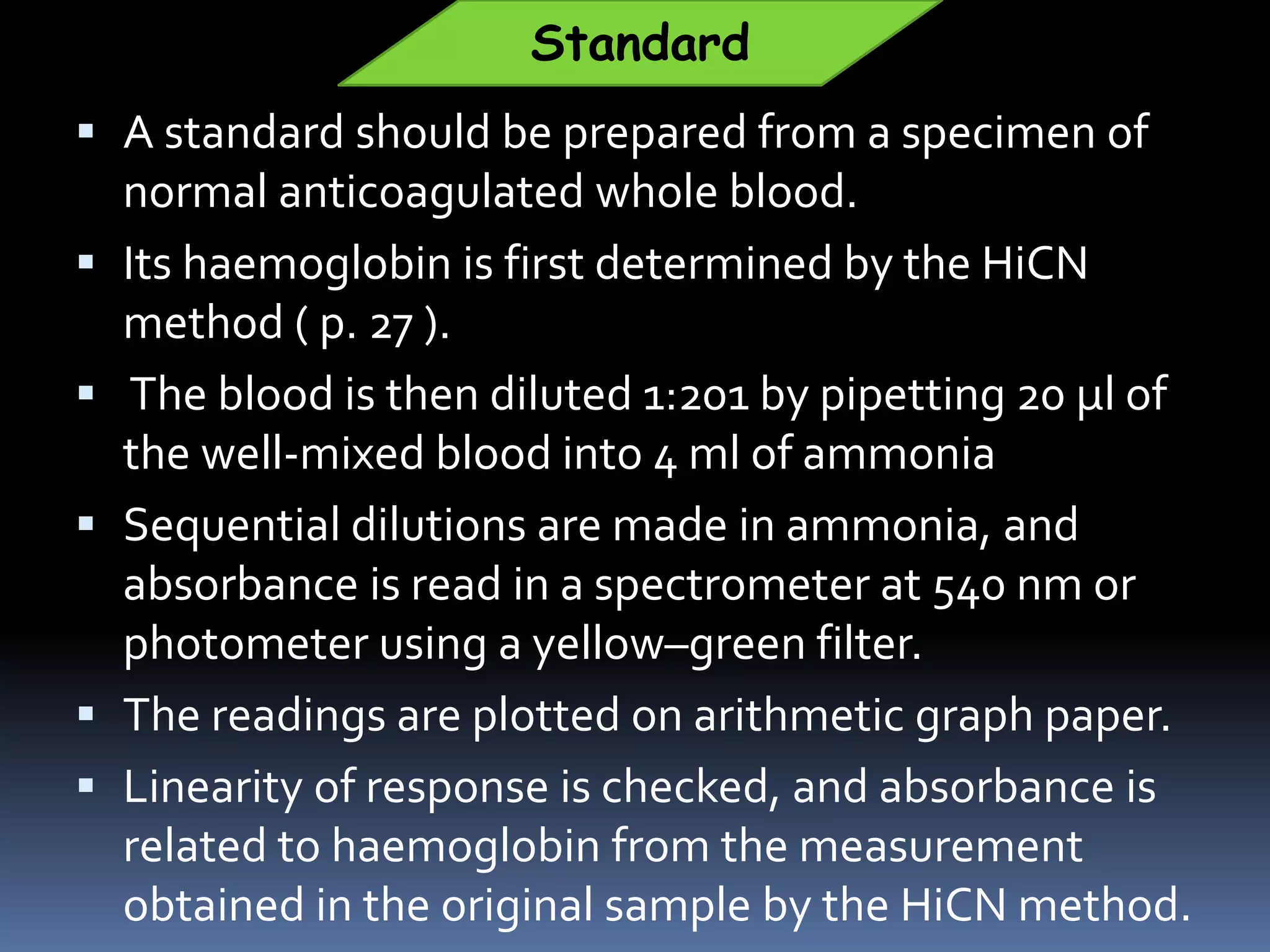 Haemoglobin estimation methods | PPTX