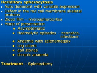 haemolytic anaemias for medical undergraduates | PPT