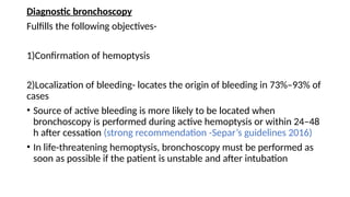 HAEMOPTYSIs management , definition, clinical features | PPTX
