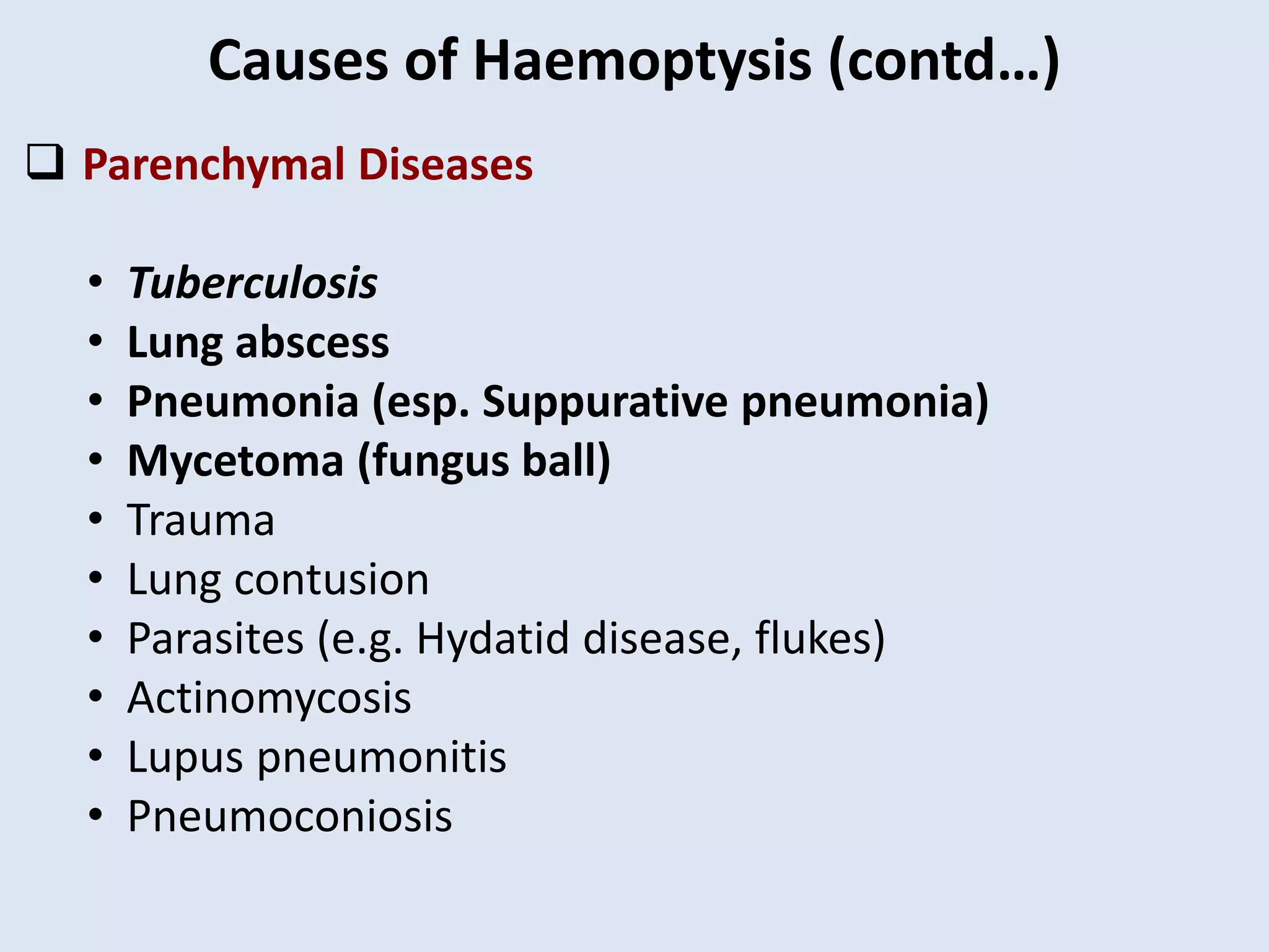 Approach to a patient with Haemoptysis | PPT