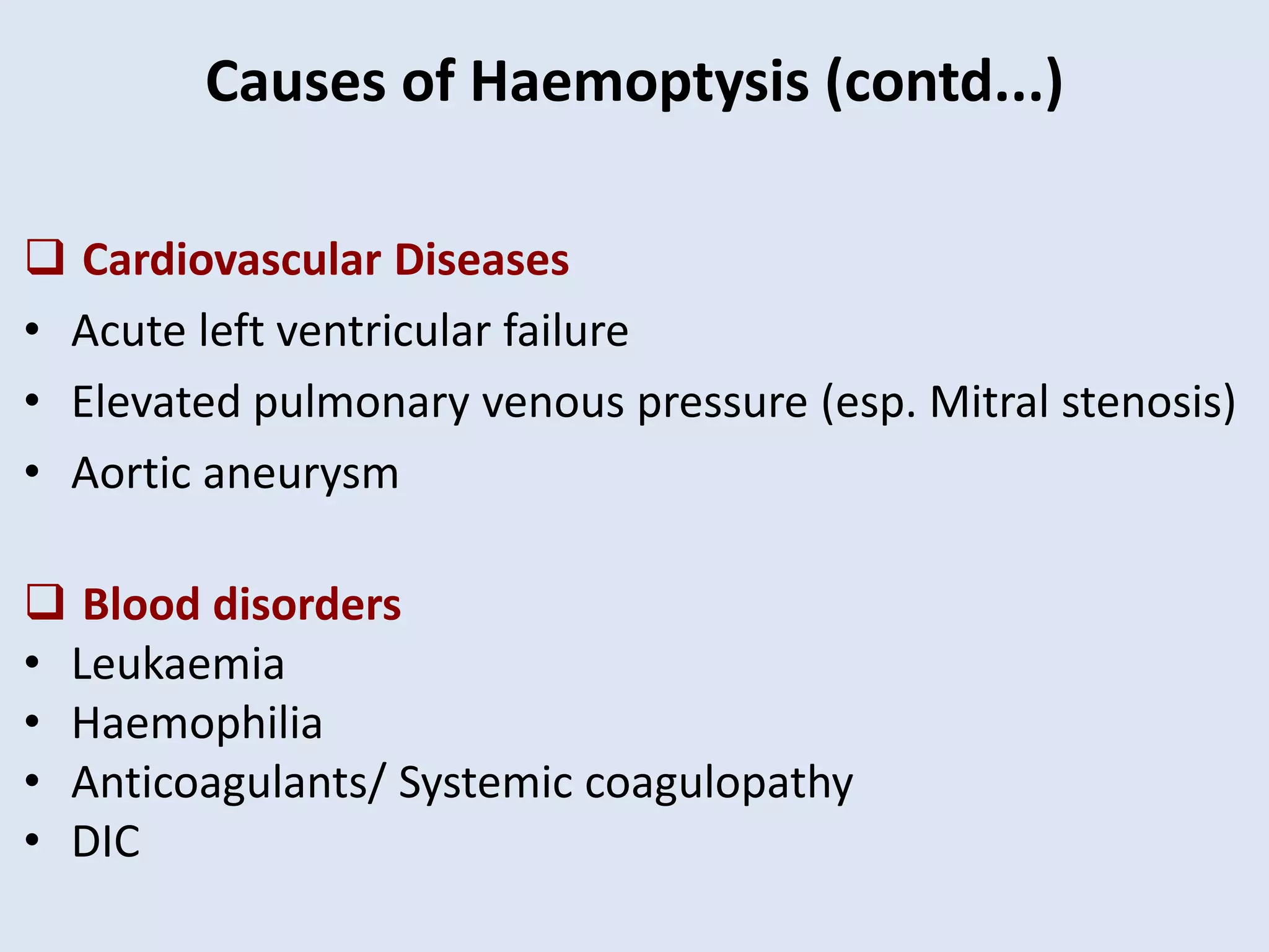 Approach to a patient with Haemoptysis | PPT