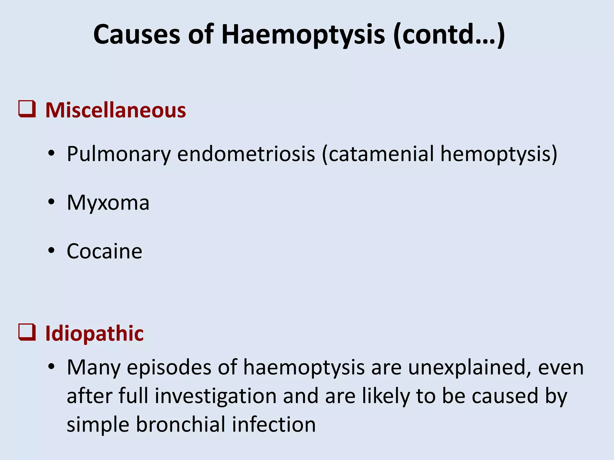 Approach to a patient with Haemoptysis | PPT