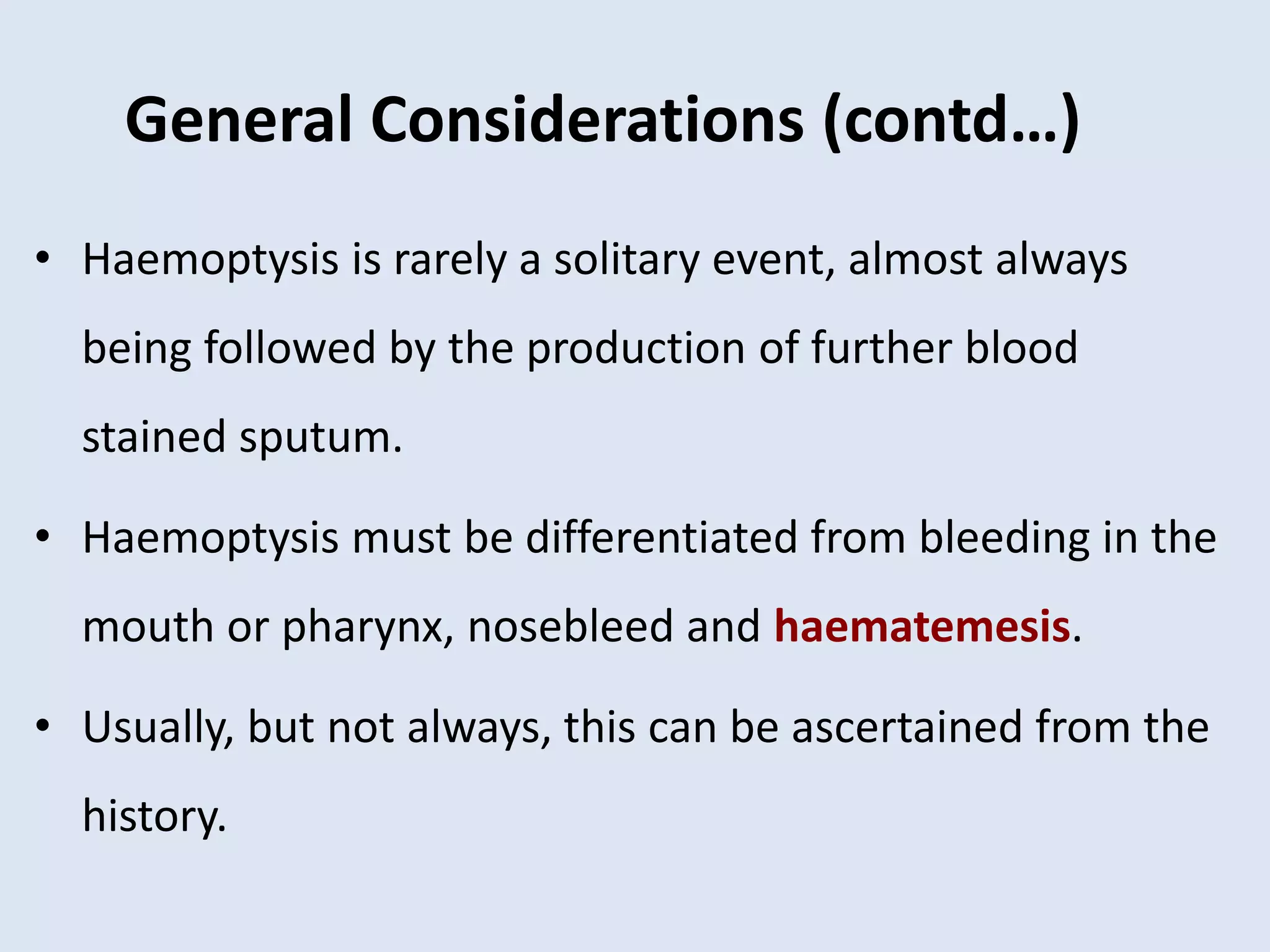 Approach to a patient with Haemoptysis | PPT