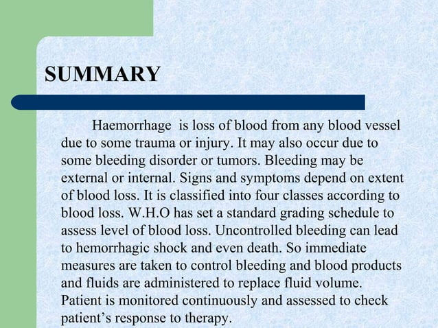 Haemorrhage (original) | PPT | Blood Disorders | Diseases and Conditions