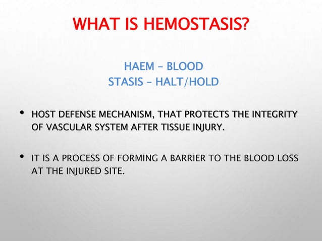 HAEMOSTASIS.pptx | Blood Disorders | Diseases and Conditions