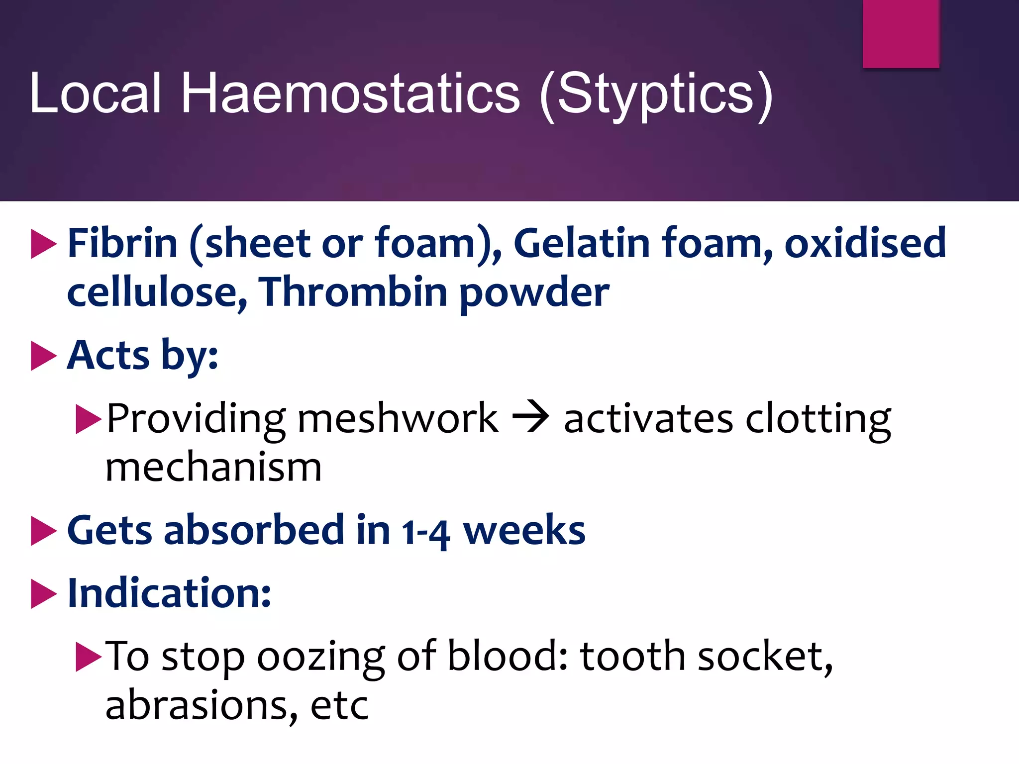 Haemostatic agents | PPTX