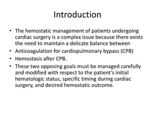 Haemostatic monitoring during cardio bypass | PPT