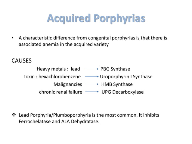 Haem synthesis and porphyria | PPTX | Blood Disorders | Diseases and ...