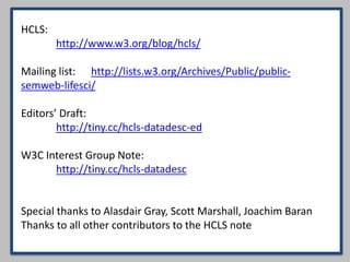 Dataset description using the W3C HCLS standard | PPTX | Databases ...