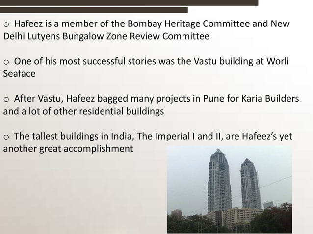 Hafeez Contractor An Indian Architect | PPTX | Developmental Sites ...