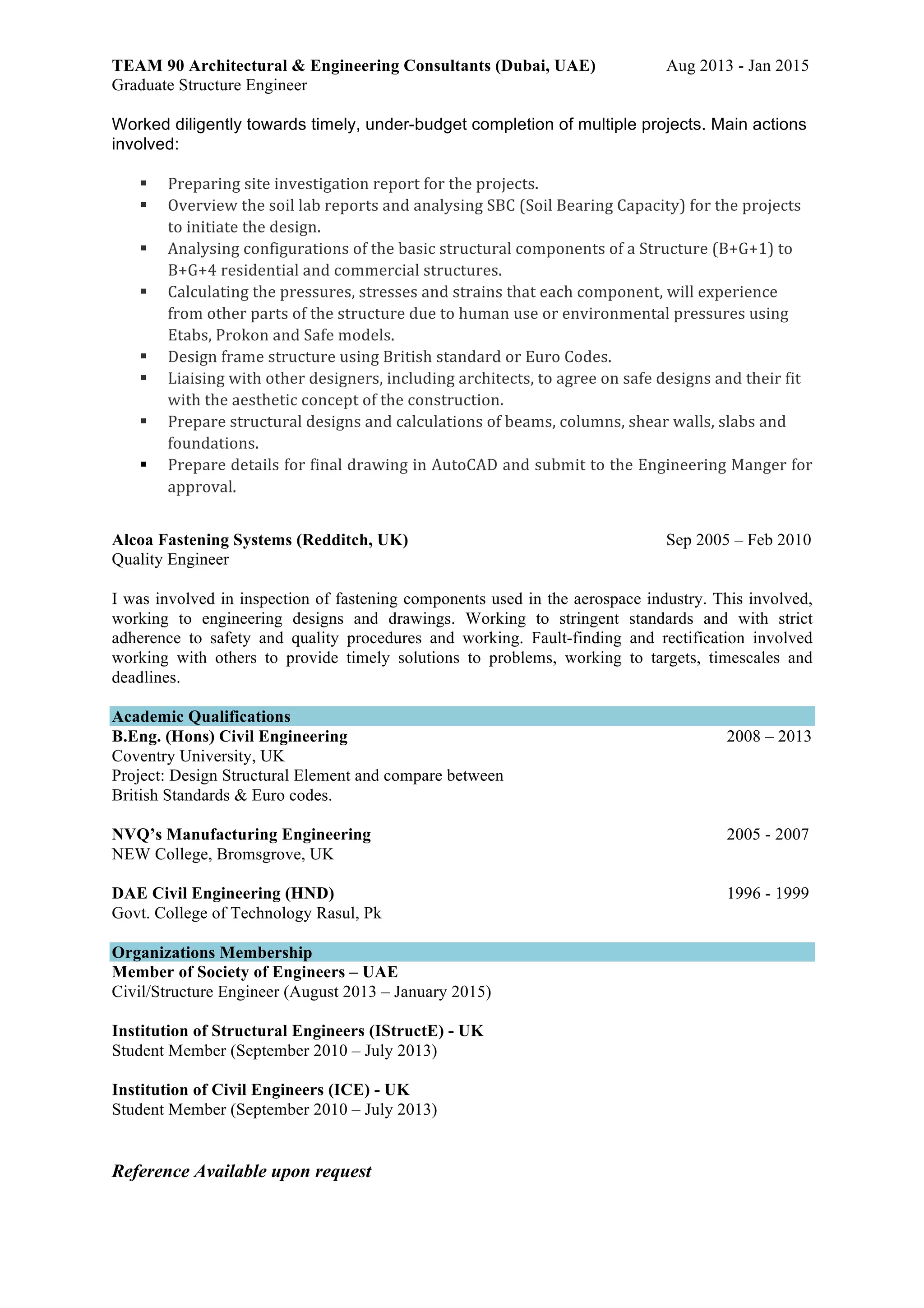 Hafiz A Waheed Structure Engineer CV | PDF