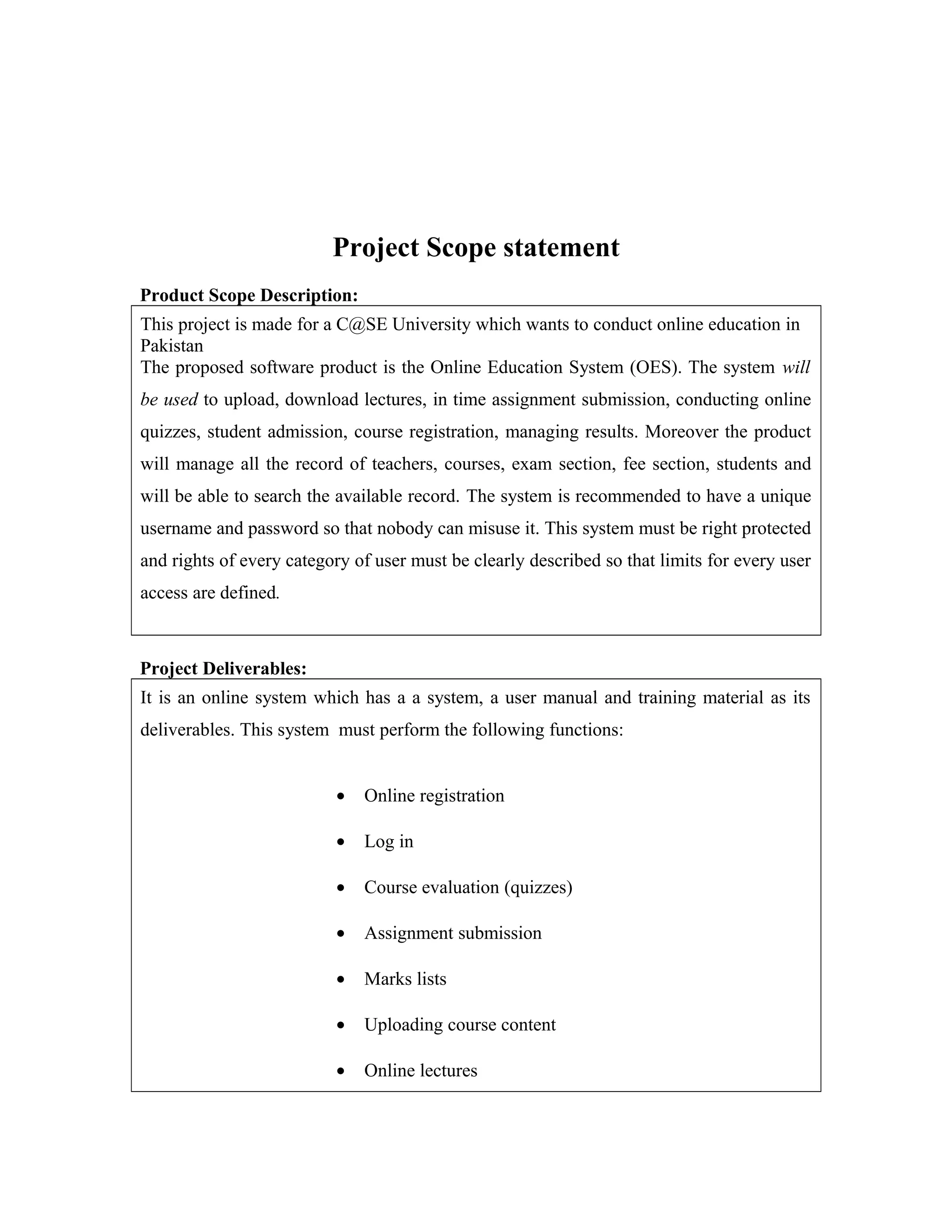 online education system project report | DOC