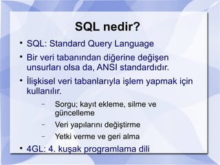 Veri Tabani: SQL'e Giriş (Hafta 2) | PPT