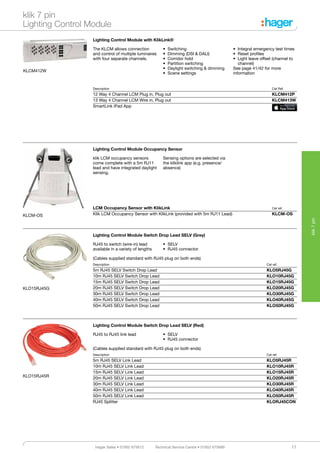 Hager Klik Lighting Connection & Control Catalogue | PDF
