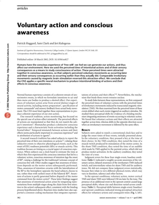 Haggard (2002) voluntary action and conscious awareness | PDF