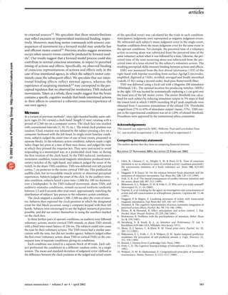 Haggard (2002) voluntary action and conscious awareness | PDF