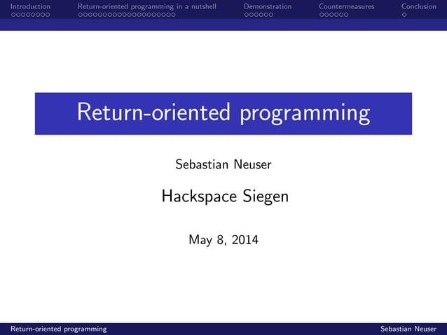 Return oriented programming | PPT