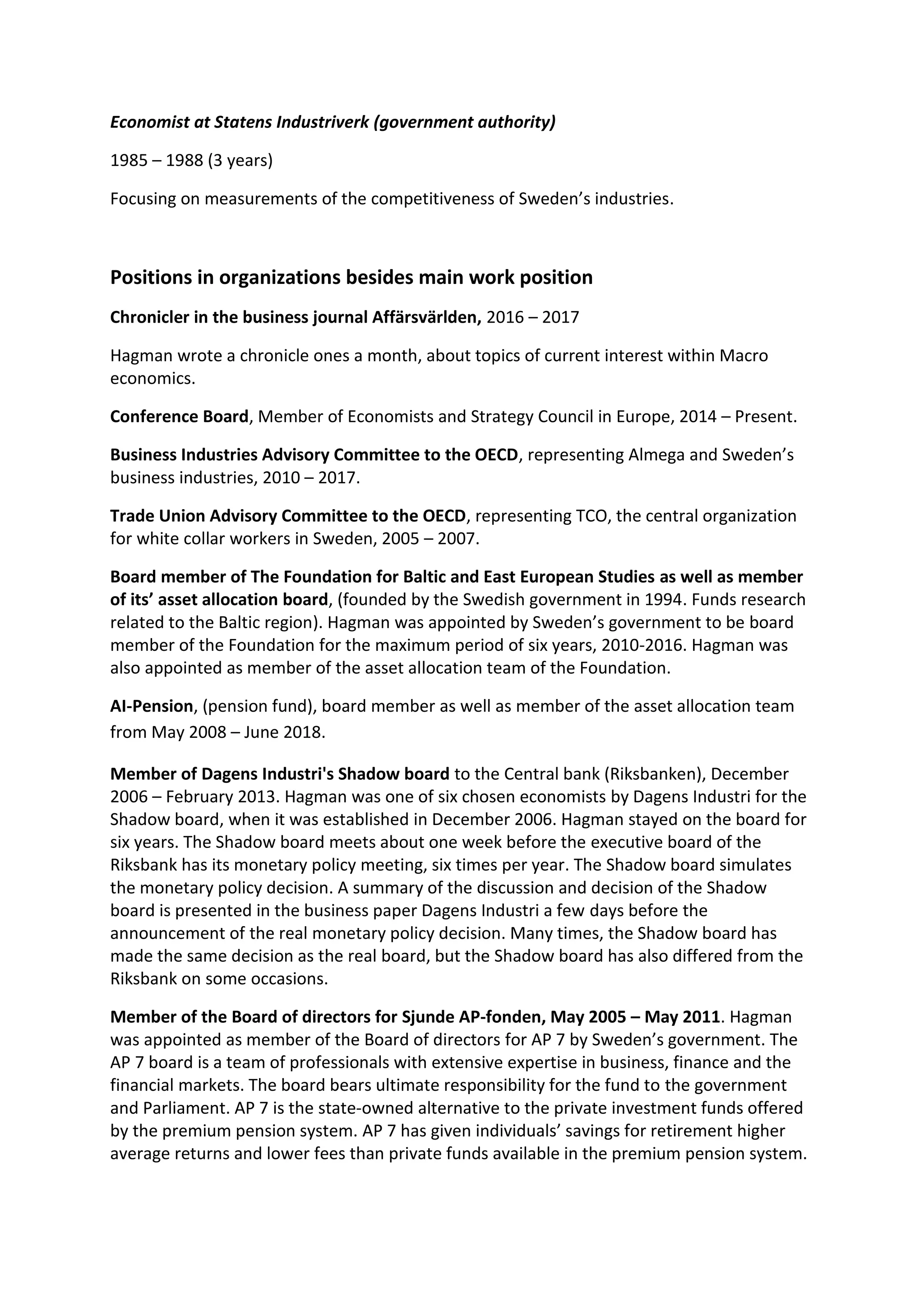 Hagman lena cv summary | PDF | Business Accounting & Finance | Business