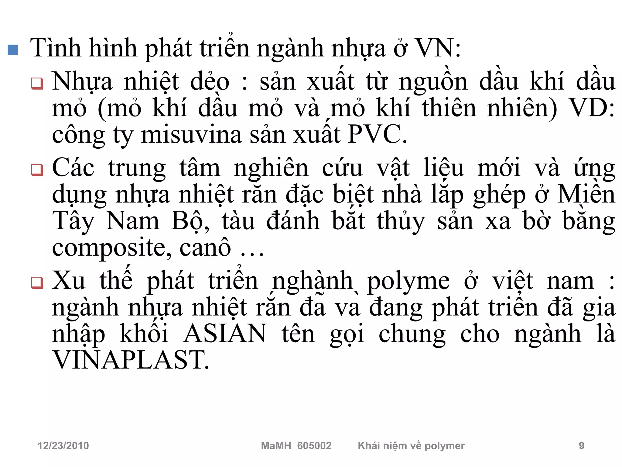Hóa học hóa lý polymer (ts. nguyễn quang khuyến) chương 1 481724 | PDF