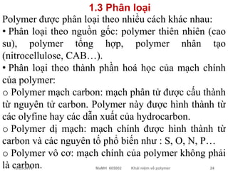 Hóa học hóa lý polymer (ts. nguyễn quang khuyến) chương 1 481724 | PDF