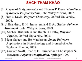 Hóa học hóa lý polymer (ts. nguyễn quang khuyến) chương 1 481724 | PDF