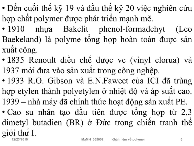 Hóa học hóa lý polymer (ts. nguyễn quang khuyến) chương 1 481724 | PDF