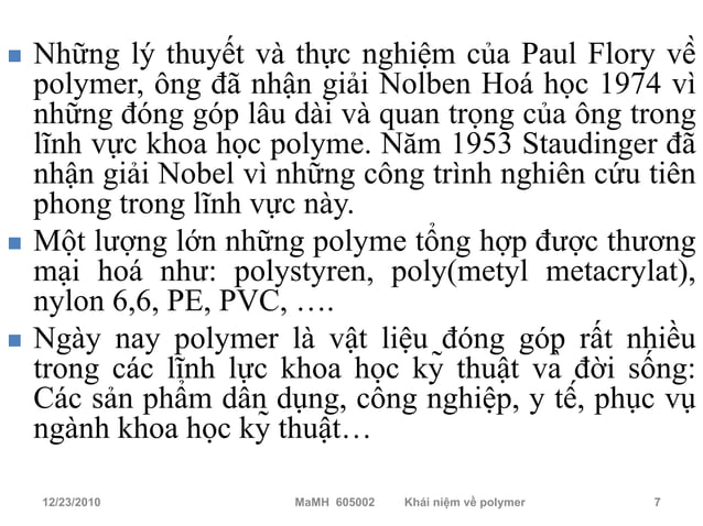 Hóa học hóa lý polymer (ts. nguyễn quang khuyến) chương 1 481724 | PDF
