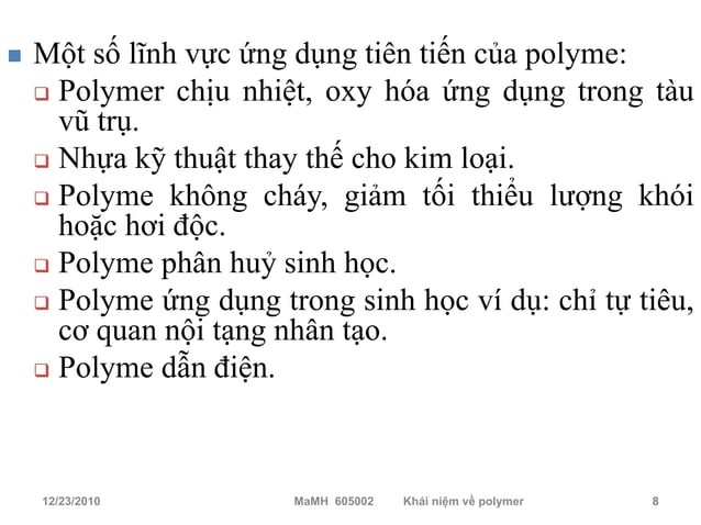 Hóa học hóa lý polymer (ts. nguyễn quang khuyến) chương 1 481724 | PDF