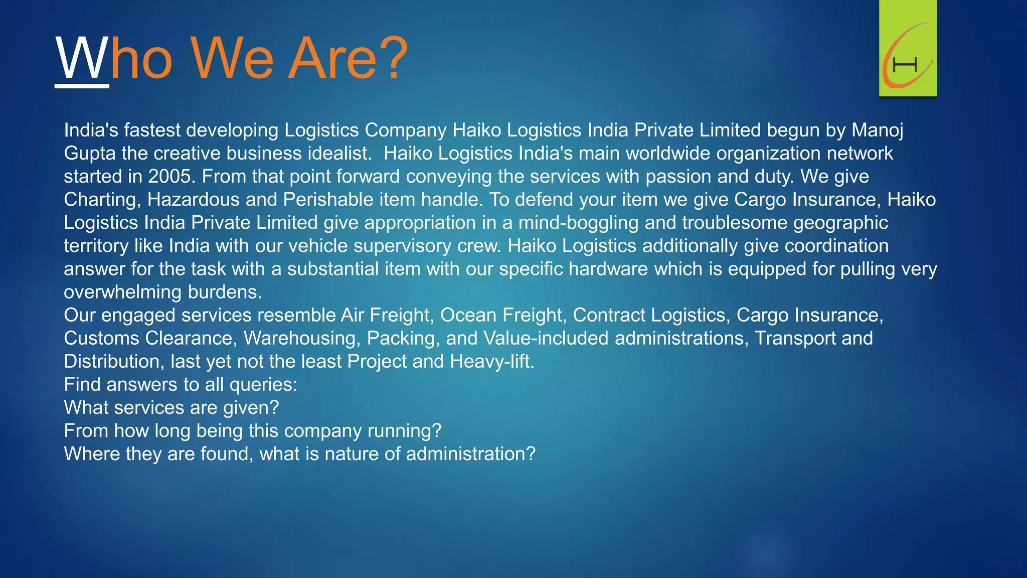 Haiko logistics | PPT