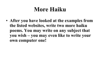 Haiku Poetry | PPT | Poetry | Books and Literature