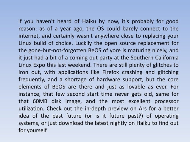 Haiku operating system | PPT