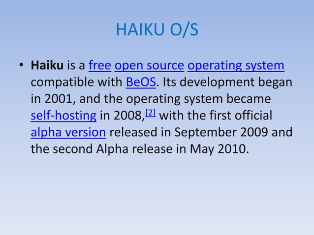 Haiku operating system | PPTX