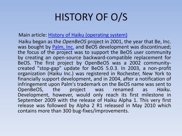 Haiku operating system | PPTX