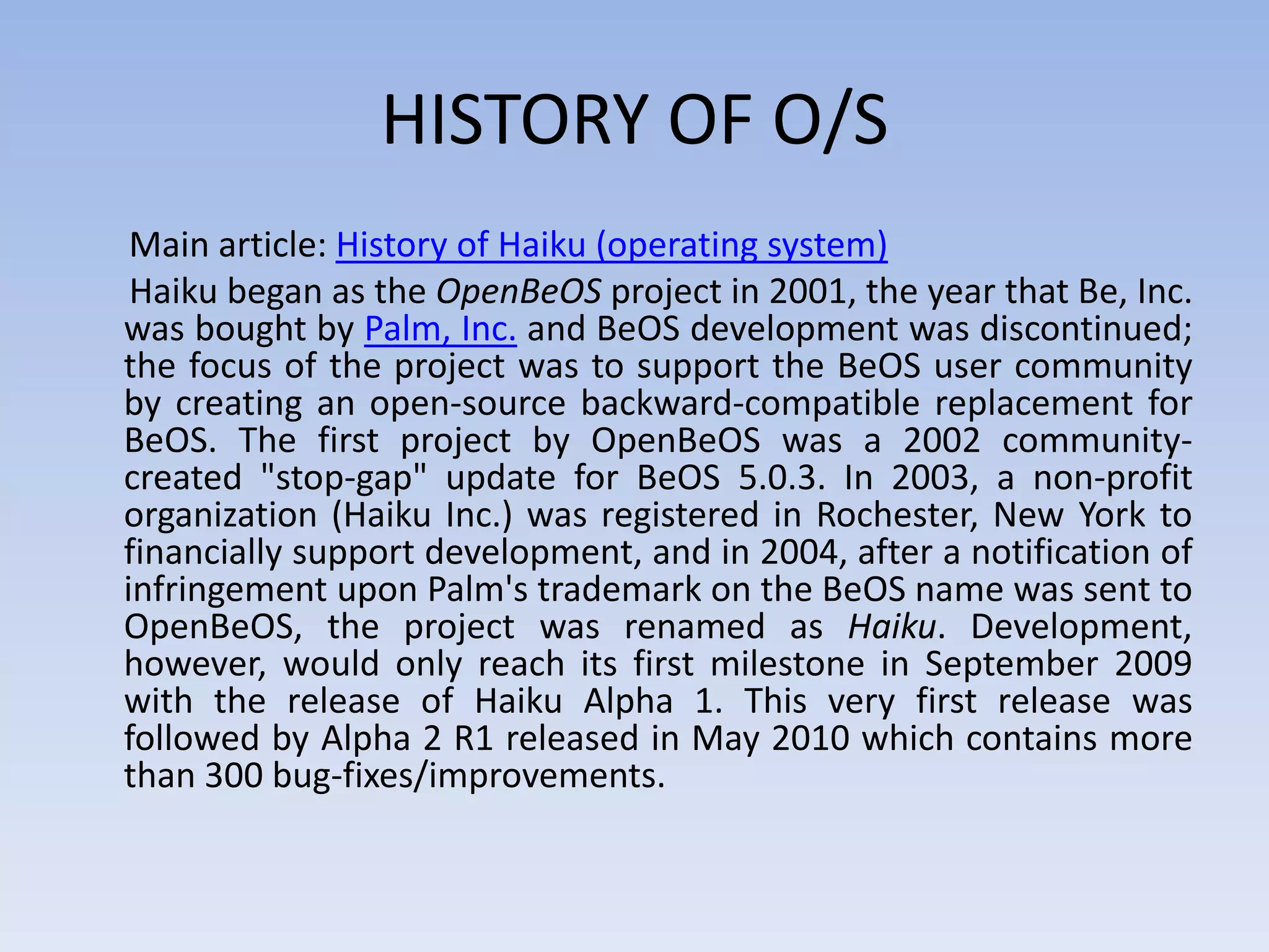 Haiku operating system | PPTX