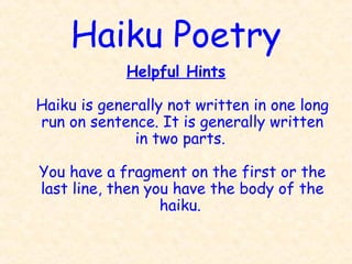 Haiku poetry. japan poetry. a poem for studentsppt | PPT