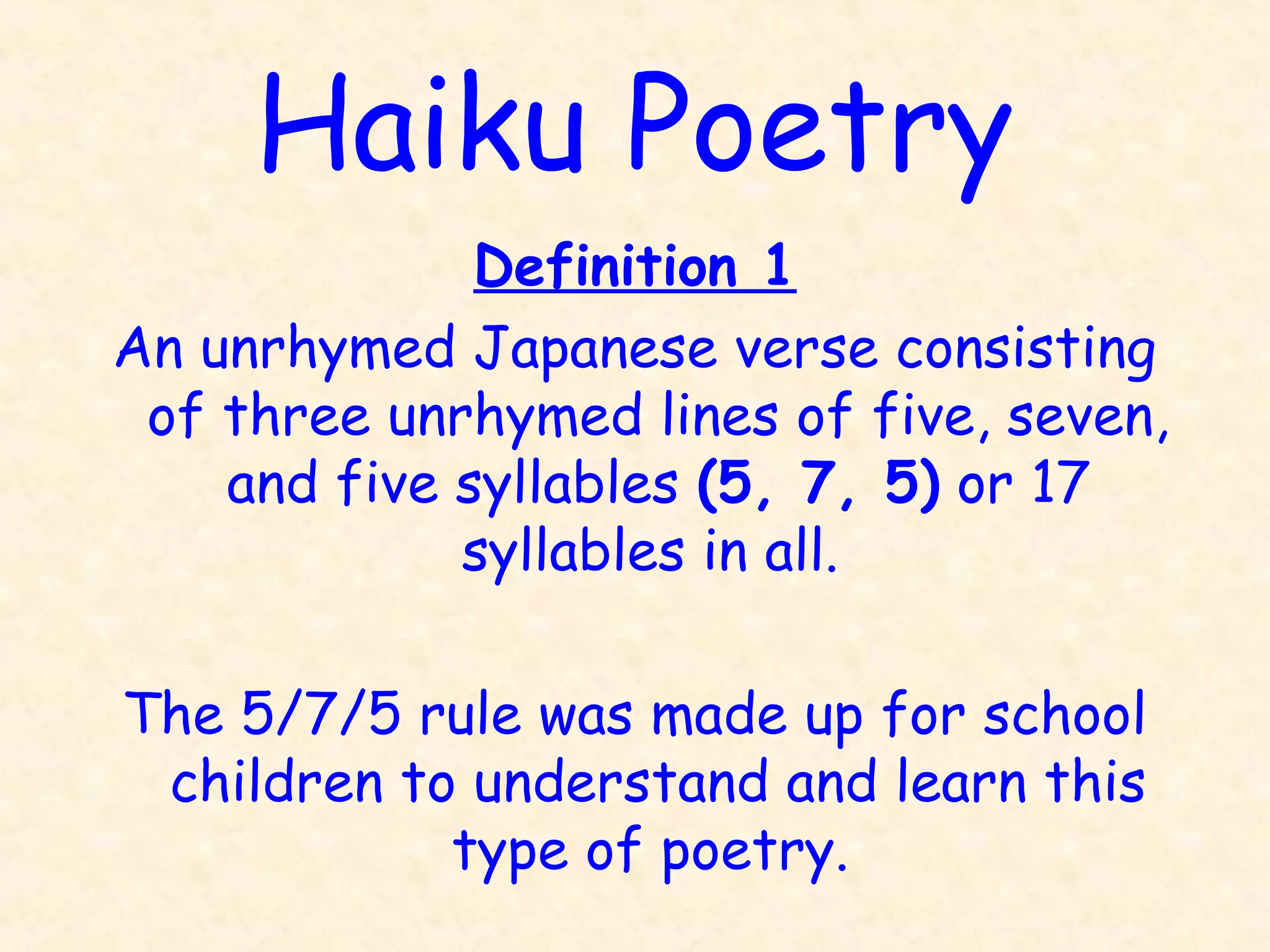 Haiku poetry ppt | PPT