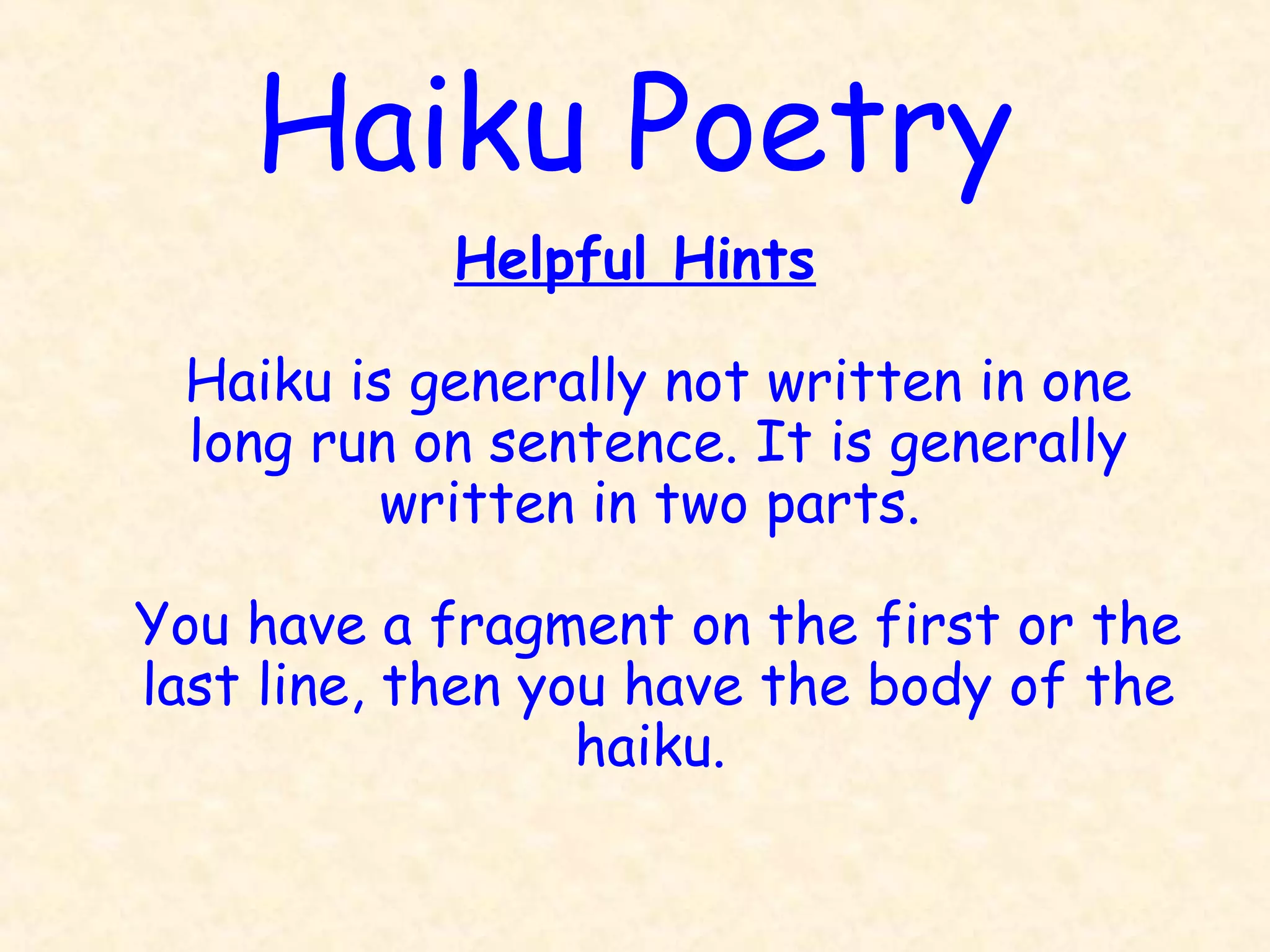 Haiku poetry ppt | PPT