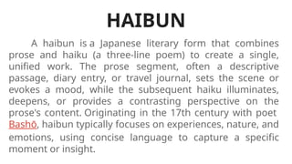 Haiku, Tanaga and Haibun for Creative Composition 1 subject | PPTX