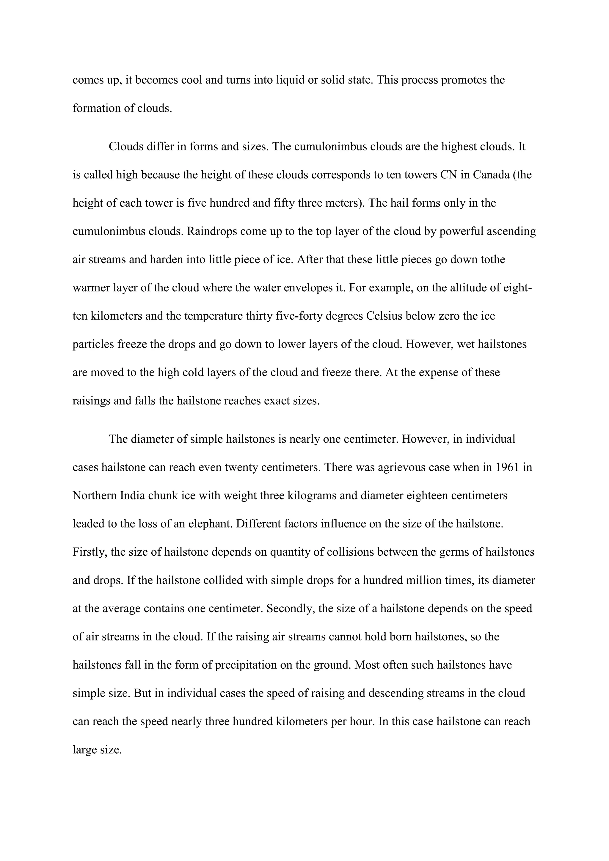 Hail | DOCX | Weather | Science