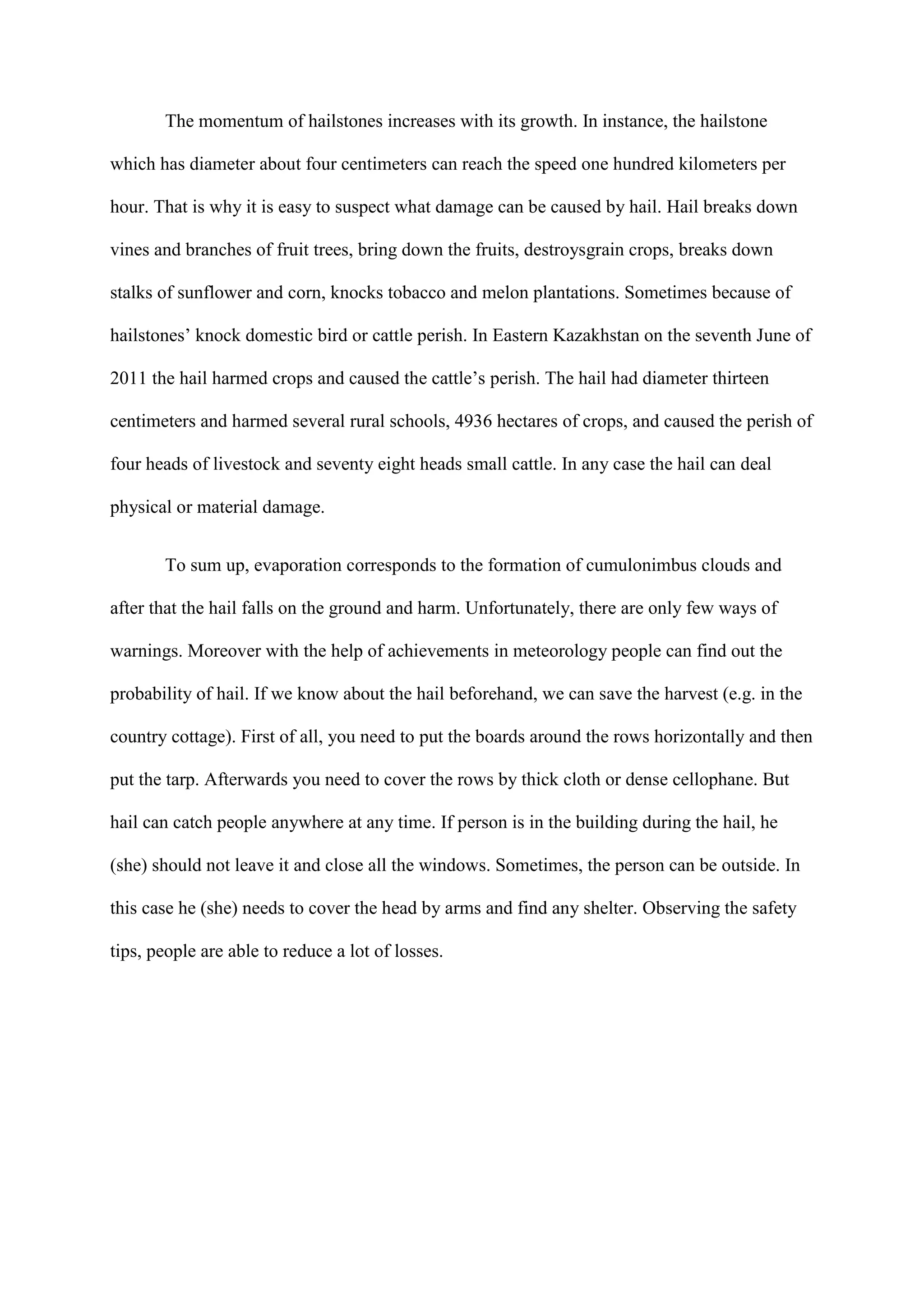 Hail | DOCX | Weather | Science