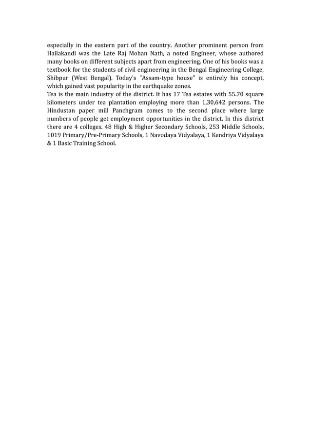 Profile of Hailakandi District | DOC | Islam | Religion & Spirituality