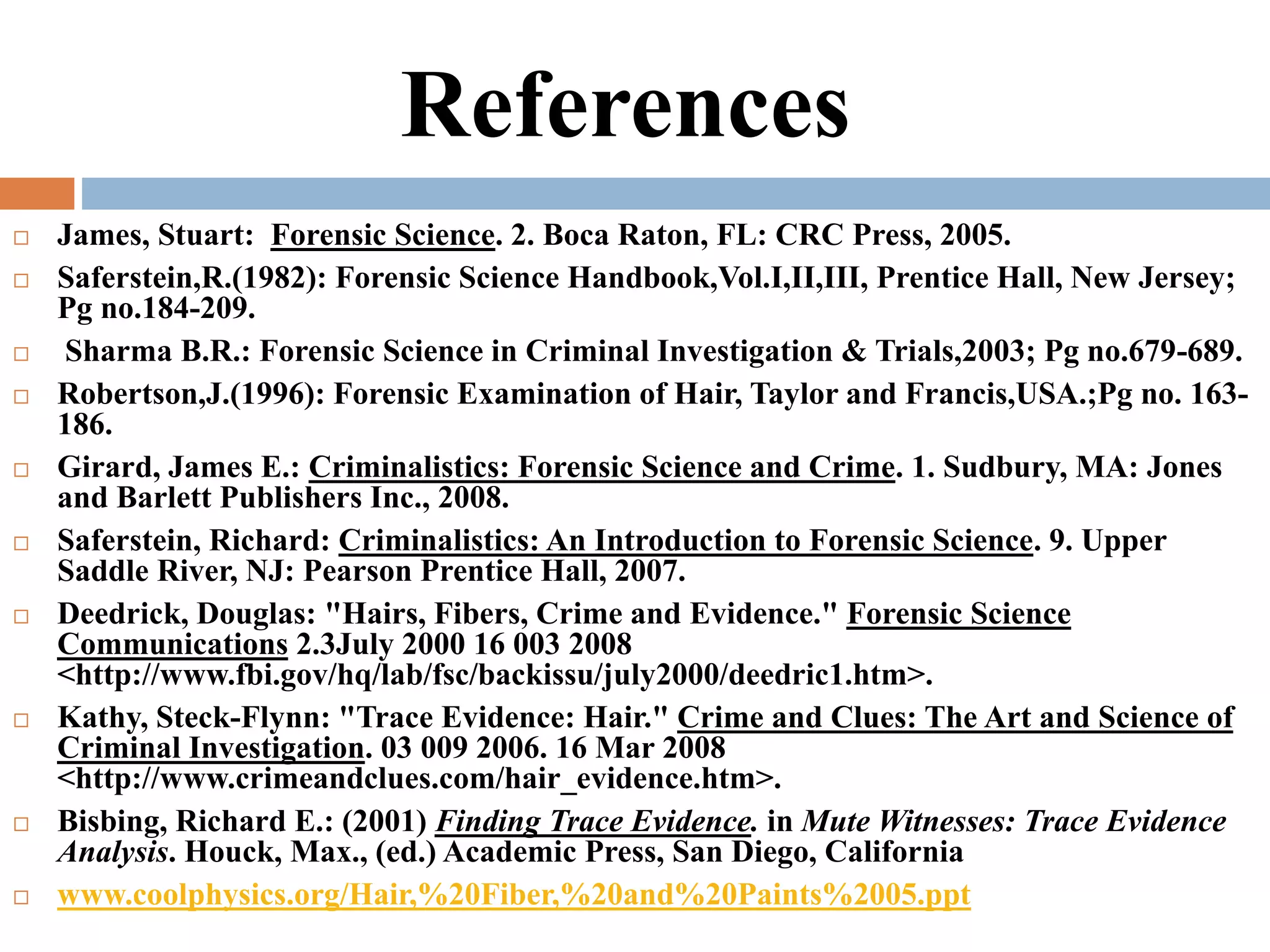 Hair as a forensic evidence | PPT