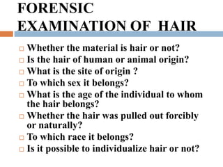 Hair as a forensic evidence | PPT